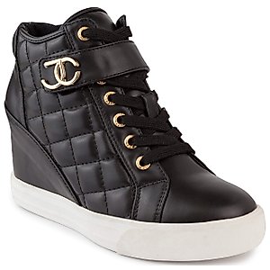 Juicy Couture Womens Wedge Sneakers High Top Womens Sneakers with Wedge, Wedgies Sneakers for Women-Journey 6.5 Black