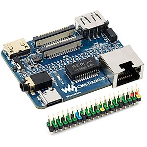 Nano Base Board (B) for Raspberry Pi Compute Module 4 Lite/eMMC, with Standard CM4 Socket, with Raspberry Pi 40PIN GPIO Interface, Gigabit Ethernet, USB2.0, DSI, CSI, 3.5mm Audio Jack