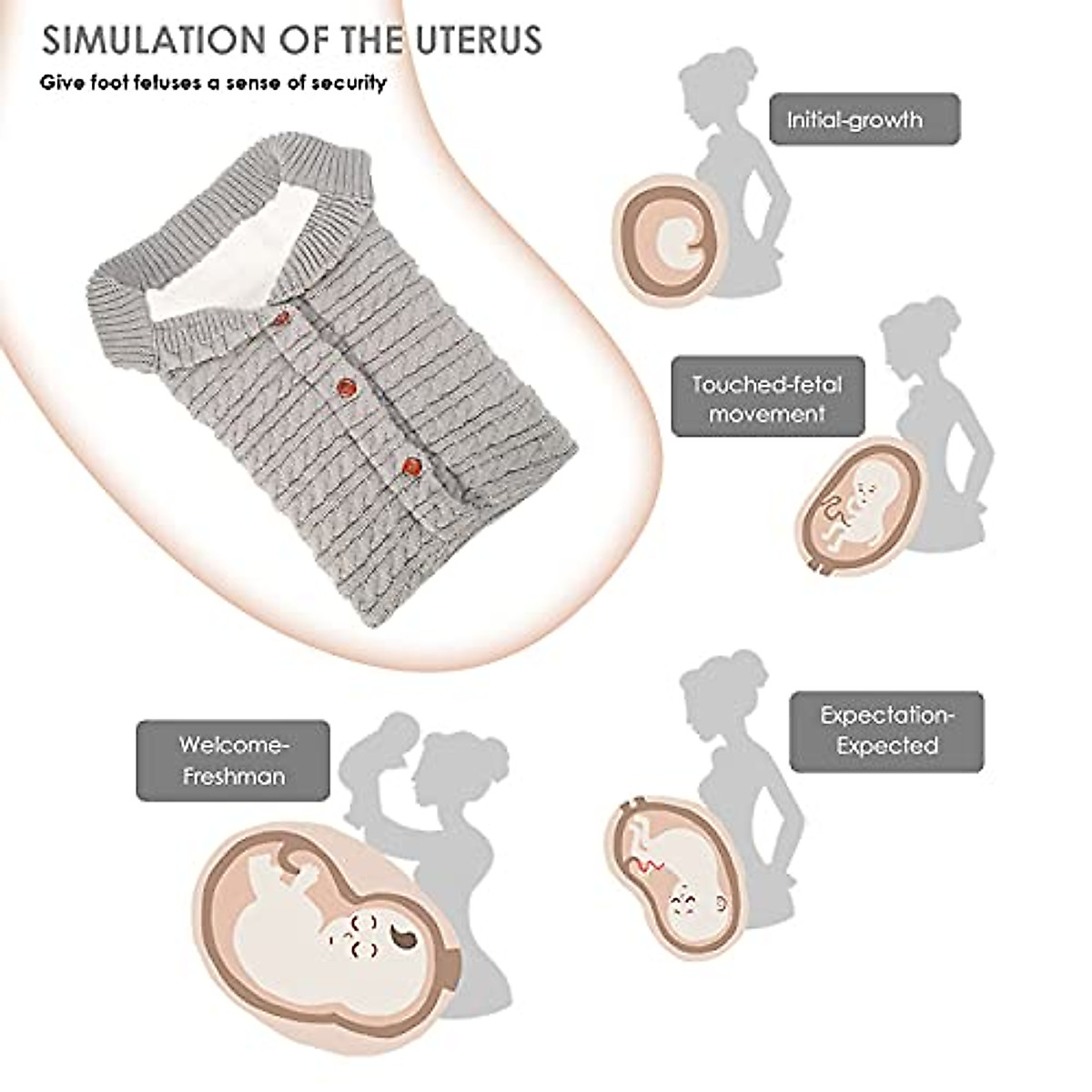 Newborn Baby Swaddle Blanket, Baby Kids Toddler Knit Soft Warm Fleece Blanket Swaddle Sleeping Bag Stroller Unisex Wrap for Boys Girls (Grey)