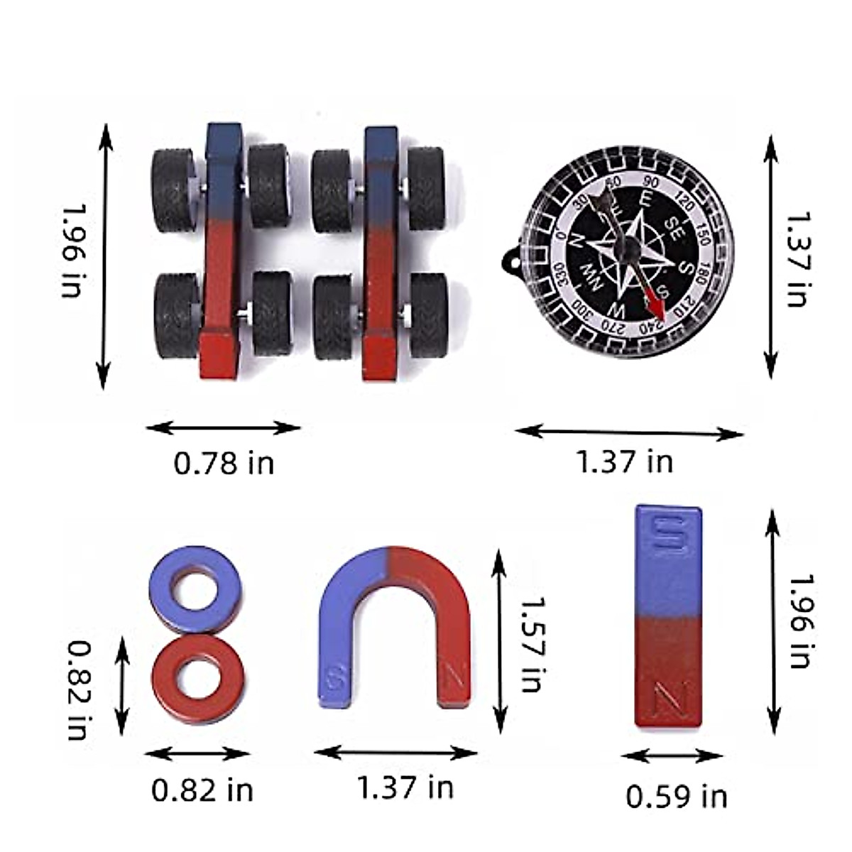 AOMAG Physics Science Magnets Set for Education Science School Classroom Experiment Tools for Kids Including Bar/Ring/Horseshoe/Compass Magnets