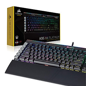 Corsair K95 RGB Platinum Mechanical Gaming Keyboard - 6x Programmable Macro Keys - USB Passthrough & Media Controls - Tactile & Quiet - Cherry MX Brown – RGB LED Backlit