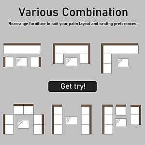 Generic 7-Piece Patio Furniture Set Wicker Sectional Outdoor Sofa Set with Coffee Table and Pillows, All Weather Assembled Patio Furniture for Apartment, Garden, Backyard and Poolside (Grey-Blue)