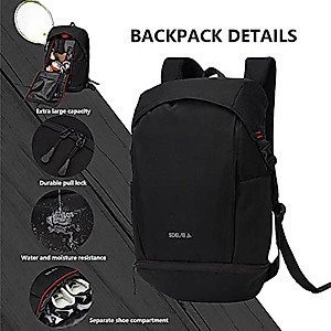 SDELABSub Tennis Sports Bag Backpack for Men Women,25L Lightweight Outdoor Sports Outfitted Backpack with Shoe Compartment for Badminton,Gym,Pickleball Bag or Excursion Camping