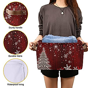 WIHVE Storage Basket Christmas Tree Snowflake Decorative Basket Rectangular Storage Bin Organizer Basket with Handles