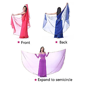Aebor Womens Lightweight Semicircle Chiffon Hand Scarf, Belly Dancing accessories, for Belly Dance Performance