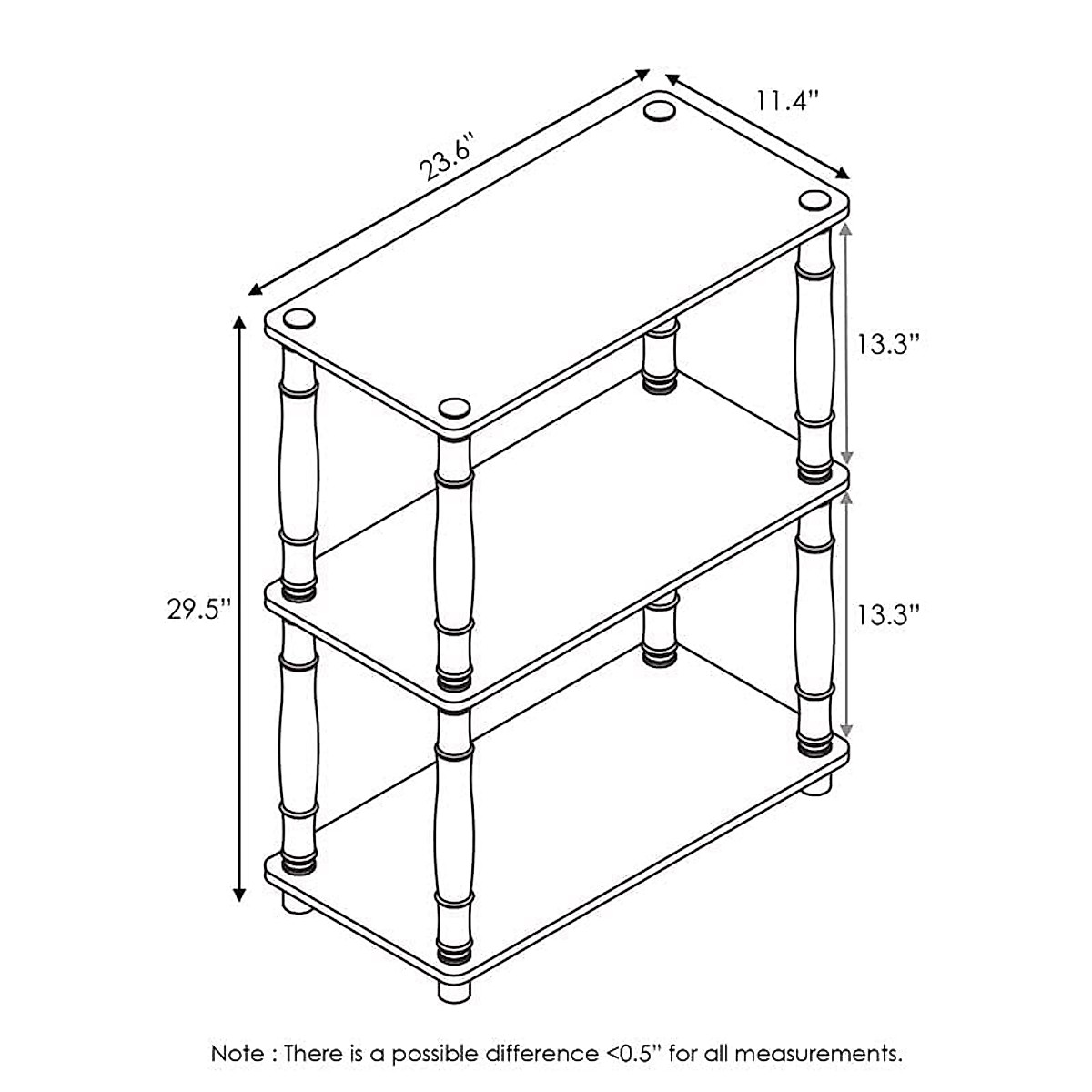 Furinno Turn-N-Tube 3-Tier Compact Multipurpose Shelf Display Rack with Classic Tube, Dark Cherry/Black