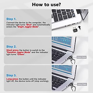 Mouse Jiggler Undetectable Metal USB Mouse Mover with Switch Button, Automatic Mouse Shaker with 2 Jiggle Modes, Mouse Simulator, Driver-Free, Plug & Play, Keep Computer/Laptop Awake, Black
