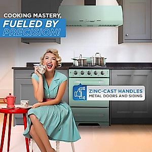 Unique Appliances UGP-24CR LG Classic Retro Freestanding Gas Convection Oven Light, Range with 4 Burners, 24", Summer Mint Green