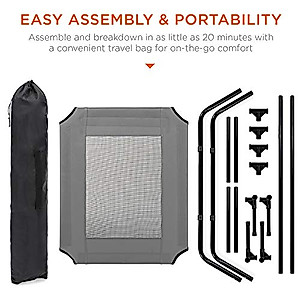 Best Choice Products 30in Elevated Cooling Dog Bed, Outdoor Raised Mesh Pet Cot w/Removable Canopy Shade Tent, Carrying Bag, Breathable Fabric - Gray