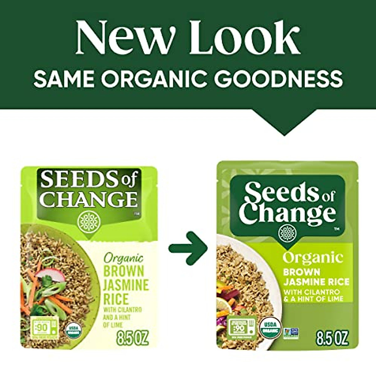 SEEDS OF CHANGE Organic Brown Jasmine Rice with Cilantro Lime, Organic Food, 8.5 OZ Pouch