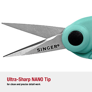 SINGER 00557 4-1/2-Inch ProSeries Detail Scissors with Nano Tip, Teal