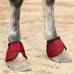 Gallopoff Equine Ballistic Overreach Bell Boots, No-Turn Bell Boots for Horses, Horse Hoof Protection Boots (Sold in Pairs) WineRed Large