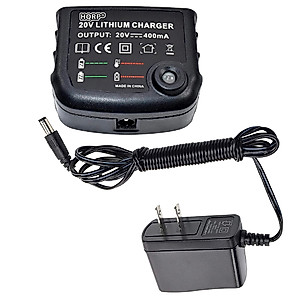 HQRP 20V Li-Ion Battery Charger Compatible with Black and Decker LC3K220 LCSSW220 LHT120 LHT2220 LHT2220B CHH2220 Trimmer Sweeper