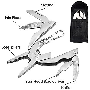Polished 6-in-1 Stainless Steel Multifunctional Pliers Multi Tools Set with Sheath, Mini