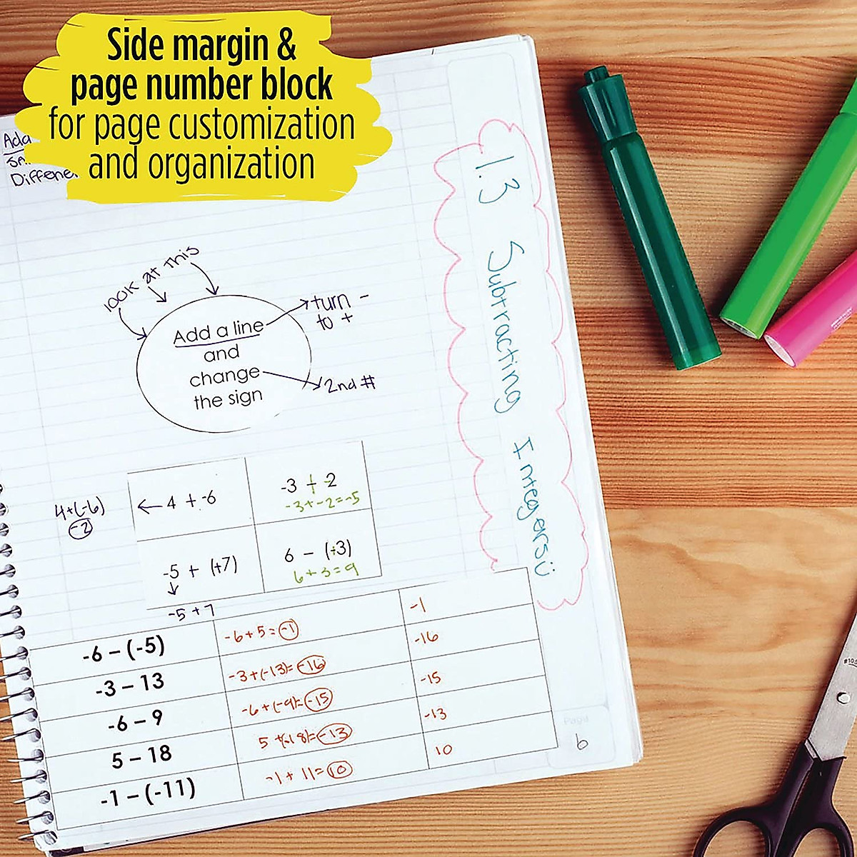 Five Star Interactive Notetaking Spiral Notebooks, 3 Pack, 1 Subject, College Ruled Paper, 11" x 8-1/2", 100 Sheets, Customizable Cover, Black, Green, Purple (820041-ECM)
