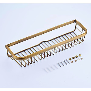 Antique Brass Bathroom Shelf Shower Organizer Caddy Wall Mounted Shampoo Holder Basket