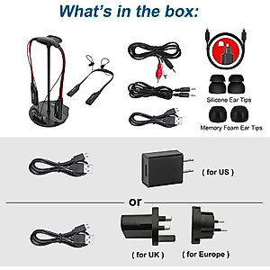 SIMOLIO Dual Wireless Headphones for TV Watching with Transmitter/Charging Stand 2-in-1, Spare Battery & Dialog Mode & Balance Control for Seniors, Optical/RCA/AUX Compatible, Bypass to Soundbar