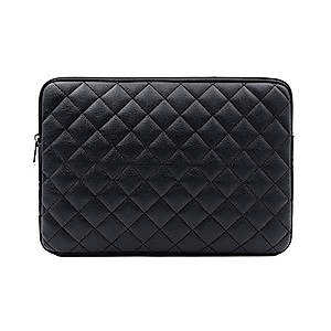 RAINYEAR 16 Inch Laptop Sleeve Diamond PU Leather Case Protective Shockproof Water Resistant Zipper Cover Carrying Bag Compatible with 16" MacBook Pro 2021 2022 New Model A2141 A2485 M1(Black)