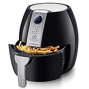 Ultrean Air Fryer, 4.2 Quart (4 Liter) Electric Hot Airfryer Oven Oilless Cooker with LCD Digital Screen and Nonstick Frying Pot, UL Certified, 1-Year Warranty, 1500W (Black)