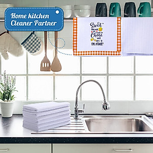 Breling Sublimation White Towels Waffle Weave Kitchen Towels 24 x 16 Inch Dish Towels Microfiber Dish Drying Towel Absorbent Tea Towels (6 Pieces)