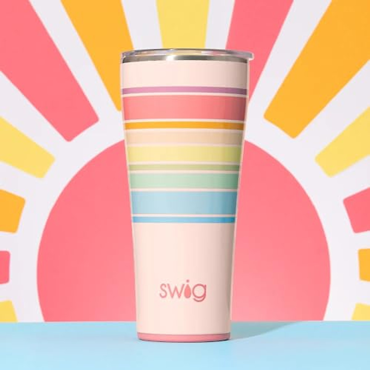 Swig Life 32oz Insulated Tumbler, Travel Coffee Tumbler with Lid, Cup Holder Friendly Travel Coffee Mug, Stainless Steel Thermos (Good Vibrations)