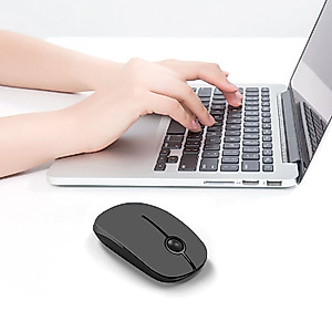 Vssoplor Wireless Mouse, 2.4G Slim Portable Computer Mouse with Nano Receiver Quiet Silent Optical Laptop Mouse for Notebook, PC, Laptop, Computer-Black and Gray