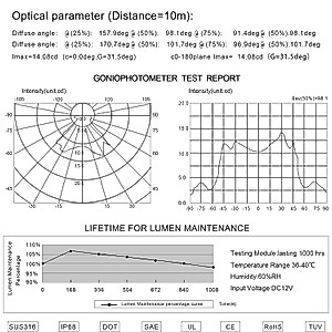 HUSUKU SOOP3 PRO 6.7" 2000LM 60LED Waterproof 316 Stainless Steel Trim Ring Boat High-Intensity LED Underwater Light Clear Lens Pontoon Marine/Boat Transom (Blue)