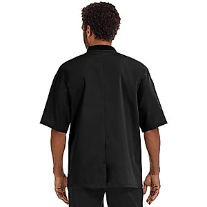 ChefUniforms.com Men's Lightweight Short Sleeve Chef Coat (Black, L)