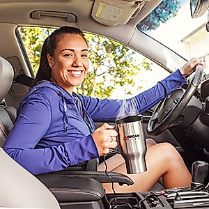 Wagan EL6100 12V Stainless Steel 16 oz Heated Travel Mug with Anti-Spill Lid, 1 Pack