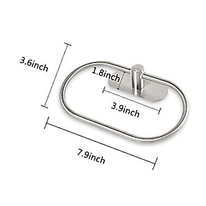 Self Adhesive Towel Ring for Bathroom Stainless Steel Adhesive Hand Towel Holder No Drilling Modern Hand Towel Hanger Stick on Wall Brushed Nickel