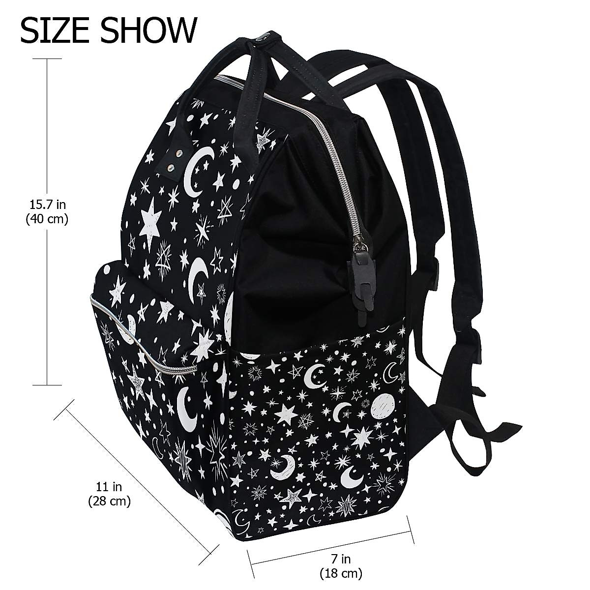 Diaper Bag Backpack, Moon And Stars Multifunction Travel Back Pack Maternity Baby Changing Bags, Large Capacity, Durable and Stylish
