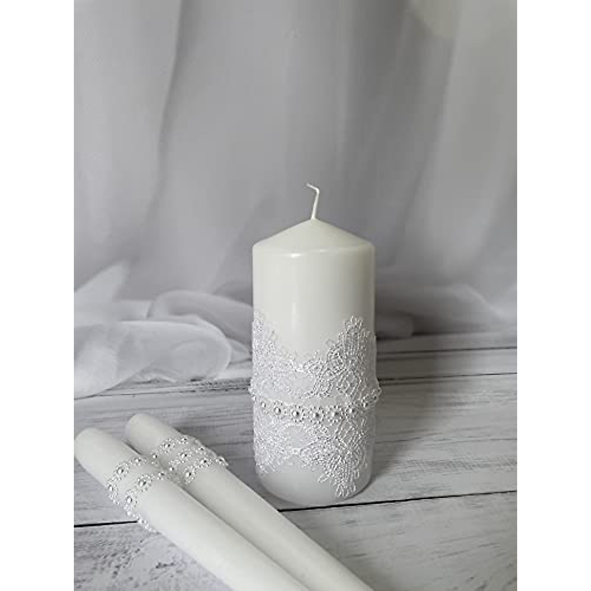 Magik Life Unity Candle Set for Wedding - Wedding Accessories for Reception and Ceremony - Candle Sets - 6 Inch Pillar and 2 10 Inch Tapers - Decorative Pillars White