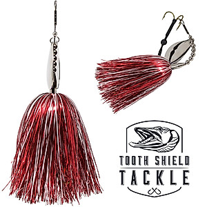 Tooth Shield Tackle [Get Bent Series] Musky Bucktail (Candy Cane) Muskie Pike Double 9 Inline Spinner Musky Lures Baits Tackle