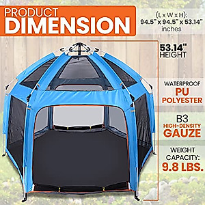 Serenelife ON-THE GO baby and Toddler pack and play - playpen - play yard compact, portable, lightweight, foldable- indoor and outdoor, w/ canopy, 5 panel Mattress, Travel bag (Blue): Baby