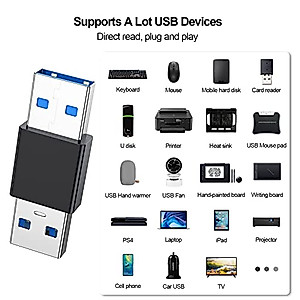 CLAVOOP USB to USB Adapter 4 Pack, Double USB A Male Gender USB 3.0 Type A Adapter Coupler USB Cable Charger Transfer Extender Converter - Black