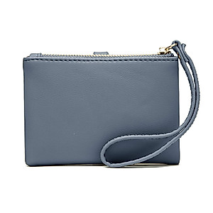 AOXONEL Womens Wallets Small Rfid Bifold Wristlet,Ladies Wallets for Card Coin,Change Purse with Wrist Strap (Blue)