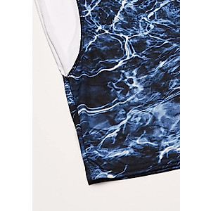 Staghorn Mens Mossy Oak Fishing Short Sleeve Camo Shirt, Aqua Bluefin, Small