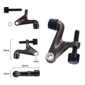 Cosnys 2 Pack Hinge Pin Door Stopper,Adjustable Heavy Duty Door Hinge Stopper 2-3/8"x15/16"Convenient Door Stopper for Door Hinges,with Black Rubber Bumper Tips,Easy Installation