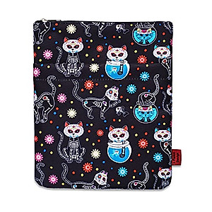 Day of The Dead Cats Book Sleeve, Dia De Los Muertos Skull Book Covers for Paperbacks Book Sleeves with Zipper 11 X 8.5 Inch