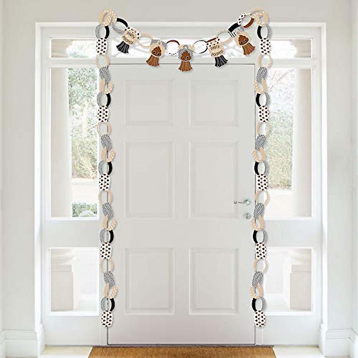 Big Dot of Happiness Party ’Til You’re Pooped - 90 Chain Links and 30 Paper Tassels Decoration Kit - Poop Emoji Party Paper Chains Garland - 21 feet