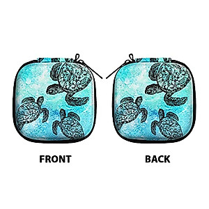 WIRESTER Portable Wireless Headphone Case, Earphone Storage Bag Carrying Case, Earbud Holder with Black Carabiner Compatible with Apple Airpods - Ocean Sea Turtles