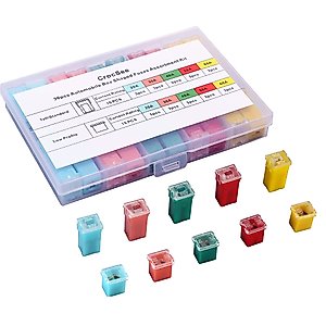 CrocSee 30 Pieces Car Fuses Assortment Kit, Tall/Standard and Low Profile Box Shaped Automotive Fuses for Pickup Trucks, Cars, RVs, and SUVs