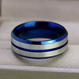 LOVERSRING Two Rings Wedding Ring Sets His and Hers Promise Ring Couples Bridal Sets Women 925 Sterling Silver Heart Cz Man Brushed Finished Tungsten Carbide Wedding Bands