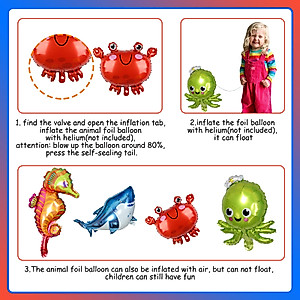 Under The Sea 1st Birthday Decorations - Ocean Ocean Theme First Birthday Party Decorations Ocean Blue Balloons, Oneder The Sea Crab Shark Octopus Seahorse Foil Balloon, Ocean Cake Cupcake Topper