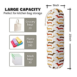 Dog Pattern Grocery Bags Holder Organizer For Shopping Bags，Wall Mount Plastic Bags Storage Container Dispensers, Pet Lovers Home Kitchen Gifts For Dog Mom, Dog Dad, Women, Family, Friends