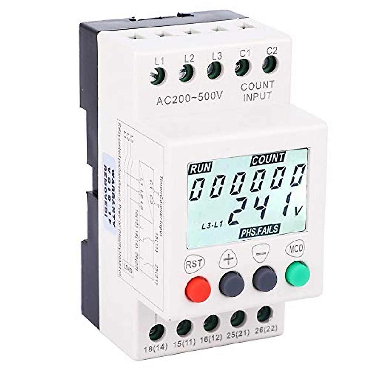 YWBL-WH RD6-W LCD Display Under Over Voltage Phase Sequence Protector 3 Phase Voltage Monitor Relay 208-480VAC