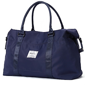 Travel Duffel Bag,Sports Tote Gym Bag,Shoulder Weekender Overnight Bag for Women,Navy Blue