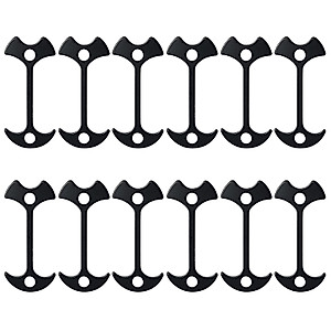12 Pcs Tent Stakes Pegs Anchor Deck Nail Aluminum Guyline Cord Adjuster Camping Hiking Outdoor Awning Anchor Hook 3.0" Fishbone Rope Tensioners Kit for Gallery Road or Timber Deck Accessories Black