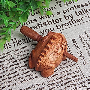 Acxico 1Pcs Thailand Craft Wooden Lucky Frog Croaking Musical Instrument Home Office Decor