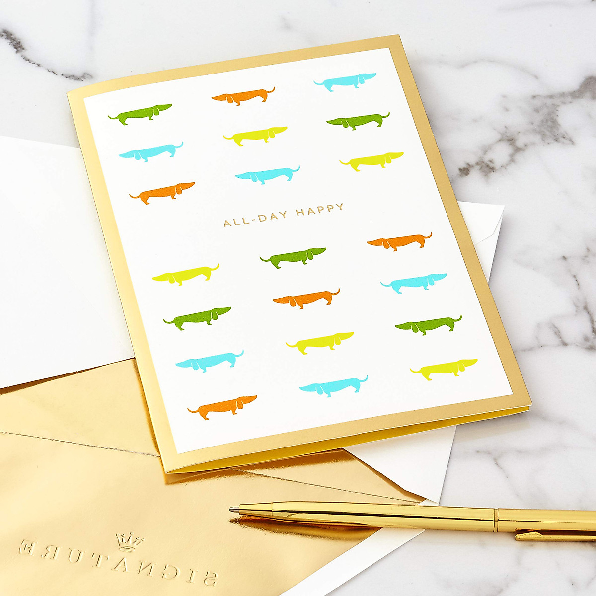 Hallmark Signature Paper Wonder Pop Up Birthday Card, Fathers Day Card (Dachshund, Happy All Day Long) (1299RZH1143)